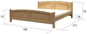 Via-nábytek Postel LUKAS masiv borovice 90 x 200 Povrchová úprava postele: Moření odstín ořech