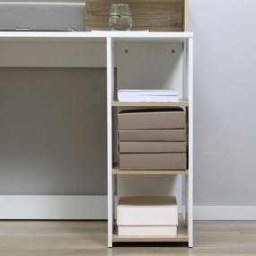HOMCOM Počítačový stůl 137x55x92 cm s 3 policemi, 2 zásuvkami a stojanem na tiskárnu pro domácí kancelář