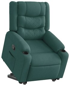 Zvedací polohovací křeslo tmavě zelené textil 3310264