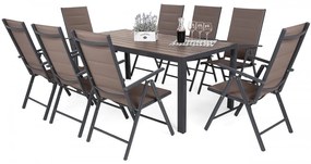 Home Garden Zahradní set Ibiza s 8 židlemi a stolem 185 cm, šedý/taupe