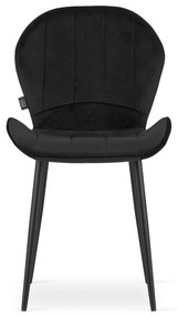 Černá sametová židle TERNI s černými nohami