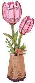 RoboTime 3D dřevěná skládačka Růžový tulipán