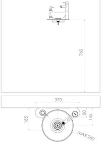 Sapho Sapho, TETRIS držák s umyvadlem na desku, stojanová baterie vpravo, černá mat, TZ427-01