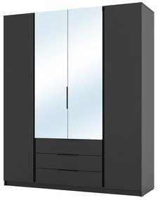 Šatní skříň KAJA 2F 2LU 3S | 200 cm | se zrcadly | VYSOKÁ | černá