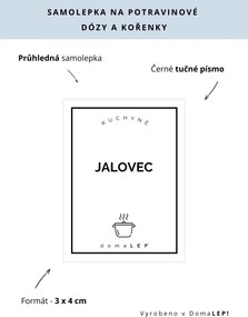 Samolepka na kořenky JALOVEC průhledná 3 × 4 cm tučné písmo