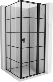 Mexen Mist T, sprchový kout s křídlovými dveřmi, pravý, 70 x 70 cm, 8mm čiré sklo, černý profil, 8A4T-070-070-70-77-P