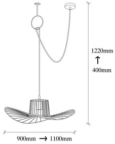 Závěsné světlo Tel 6726 Ø50cm černá decentrální