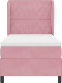 Postel s boxspringem s čelo Růžová 200 x 100 cm samet 3340867