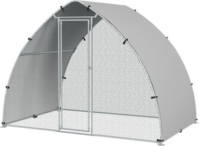 PawHut Velká Kurníková Klientela Pro Kuřata 5.75m² S UV-Ochrannou Střechou, Mřížková Oplocení 3.04D x 1.9Š x 2.2V m, Galvanizovaná Ocel, Zámek Dveře,…