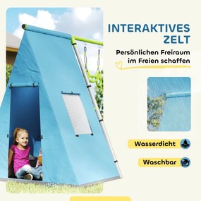 AIYAPLAY 3-v-1 Zahradní Houpací Rám se Stanem, Houpací síť a Gymnastické Kroužky, Houpací Rám pro Děti, Zahradní Houpací Síť pro Děti Zelená
