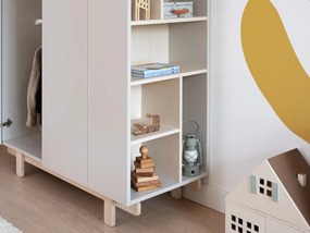 Designová šatní skříň s otevřeným regálem BASIC kašmírová