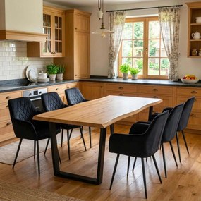 Vikio Jídelní set pro 6 osob 180x90 cm dub noha U černá židle s područkami VJS168-6C