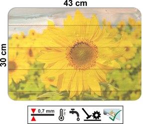 PokojovaDekorace.cz, Prostírání - 506, Kytky na dřevě slunečnice, 43x30cm