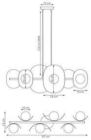 Lustr na lanku ELEMENTI 6xG9/8W/230V šedá