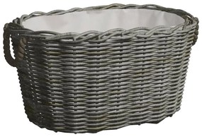Koš na dřevo s držadly 59 x 42 x 28 cm šedá vrba 286985
