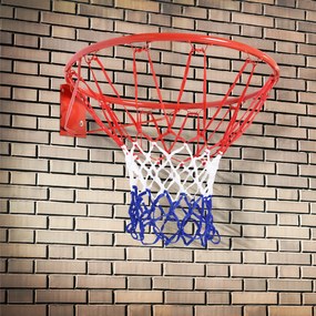 HOMCOM Basketbalový koš se sítí 46 cm, ocelové trubky a nylon, červeno-modro-bílý, ideální pro zahradu a volný čas | Aosom.de
