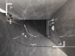 Mexen Lunar, L pravý půlkruhový sprchový kout 100 x 80 cm, 8mm čiré sklo, bílý profil, 833L-100P-080L-20-00