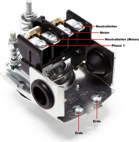 Tlakový spínač pro domácí vodárnu Wiltec SK-2 – 230 V, černá (50763)