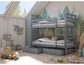 Patrová postel Aero, Rozměr postele: 90x190 cm, Barva: šedá
