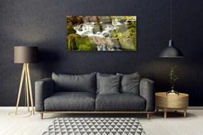 Obraz na skle Vodopád Skály Příroda 125x50 cm