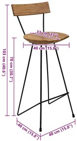 vidaXL Marketos Barové stoličky 2 ks masivní teak
