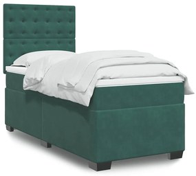 Box spring postel s matrací tmavě zelená 80 x 200 cm samet 3293077