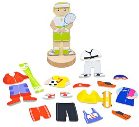 Bigjigs Toys Magnetické oblékací puzzle sportovní aktivity