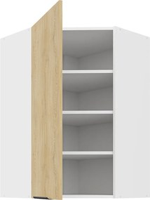 CREMONA bc | horní kuchyňská skříňka 60x60 GN-90 1F (45°) rohová s policemi | 60x60 cm | VYSOKÁ | bílá/cremona