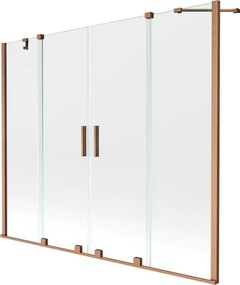 Mexen Velar Duo vanová zástěna dvoukřídlá posuvná 200 x 150 cm, transparentní, kartáčovaná měď - 896-200-000-02-65