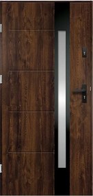 O.K. Doors® P55 Vchodové dveře Ariadna, 90 L, rozměr vč. zárubně: 1000 × 2070 mm, ocel, levé, ořech tmavý, prosklené