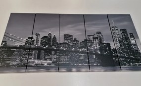 5-dílný obraz okouzlující most v Brooklynu v černobílém provedení - 200x100 cm