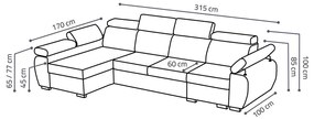 Sedací souprava BASTON | 170x315 cm | rozkládací + 2x úložný prostor | VÝBĚR TKANIN