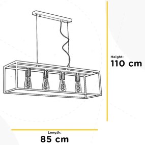 ONLI - Lustr na lanku FLOKI 4xE27/15W/230V černá/měděná