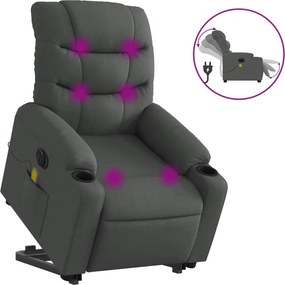 Elektrické zvedací masážní polohovací křeslo tmavě šedé textil 3206673