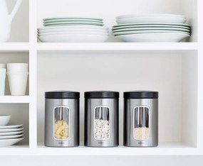 Brabantia Dóza okénko 1,4L matná ocel otiskuvzdorná sada 3ks
