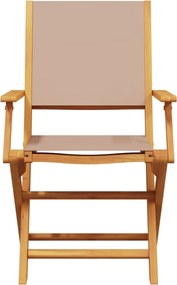 5dílný zahradní jídelní set taupe textil a masivní dřevo 3281834