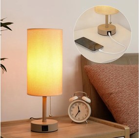 Brilagi - Stolní lampa s USB portem TABLON 1xE27/25W/230V béžová