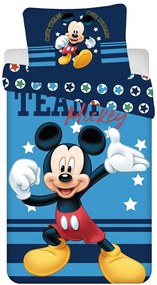 Jerry Fabrics povlečení MICKEY TEAM, Mickey Mouse na modré, bavlna hladká, 140x200cm + 70x90cm