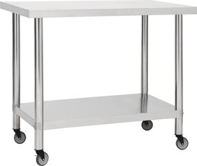 vidaXL Kuchyňský pracovní stůl s kolečky 80 x 60 x 85 cm nerezová ocel [51636]