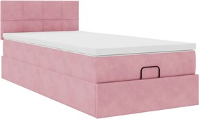 Osmanský rám postele s matrací růžová 80x200cm samet 3311740