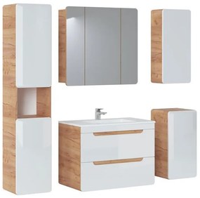 Sestava koupelnového nábytku BÁRA 80 cm se zrcadlovou skříňkou vč. zápustného keramického umyvadla