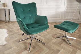 Otočná židle Lounger zelený samet