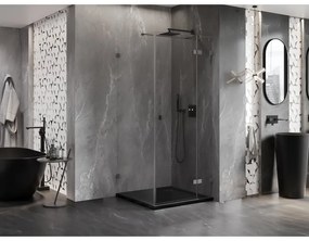 Mexen Lunar T, výklopný sprchový kout pravý 110 x 110 cm, 8mm čiré sklo, profil grafit broušený, 834T-110-110-66-00-P