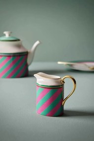 Pip Studio Pip Chique Stripes mlékovka 260ml, růžovo-zelená (Porcelánová mlékovka 260 ml)