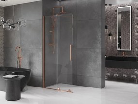 Mexen Velar, posuvné dveře do otvoru typ Walk-In 75 cm, 8mm čiré sklo, růžové zlato, 871-075-000-03-60