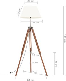 vidaXL Stojací lampa stativ masivní teakové dřevo 141 cm [288075] Barva: Hnědo-černá