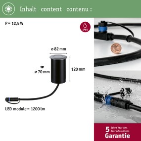 Paulmann 94369 Plug&Shine zemní svítidlo 12W 3000K LED, IP65, průměr 8,2cm