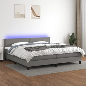 Box spring postel s matrací a LED tmavě šedá 200x200 cm textil,  3133102