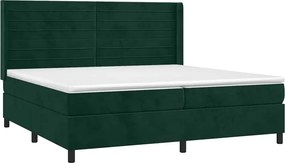 Box spring postel s matrací tmavě zelená 200x200 cm samet 3132762