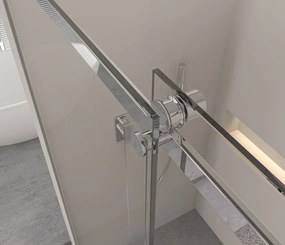 Erga Lynn, sprchový kout s posuvnými dveřmi 100(dveře) x 100(stěna) x 195 cm, 8mm čiré sklo, černý profil, ERG-V02-LYNN-D100G100-CL-BK